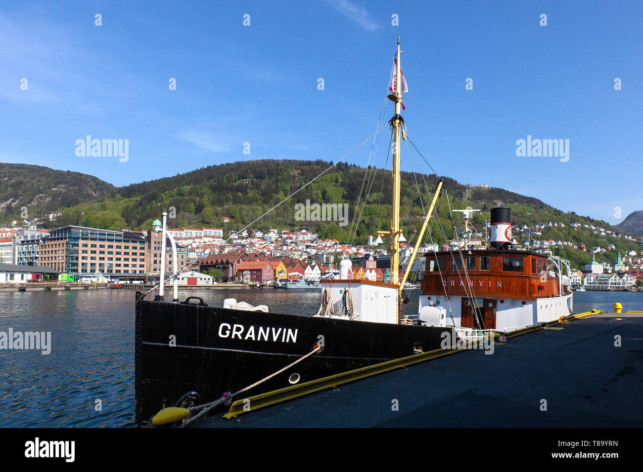 Veteran passenger steam ship Granvin, built 1931. Berthed in the port ...