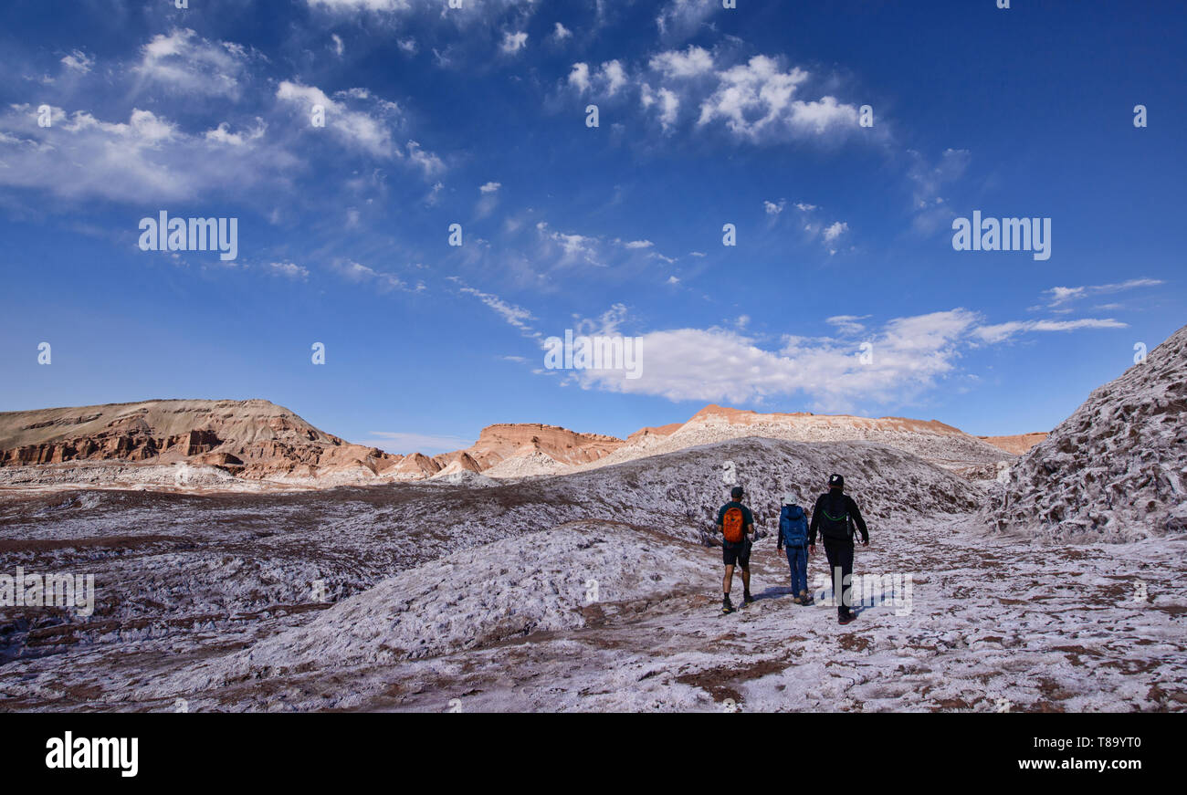 Tourist enjoying the salt, sand, and desertscape in the Moon Valley ...