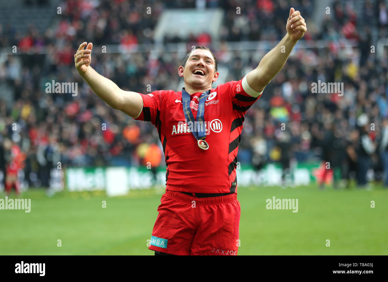Saracens' Alex Goode celebrates their win during the Champions Cup ...