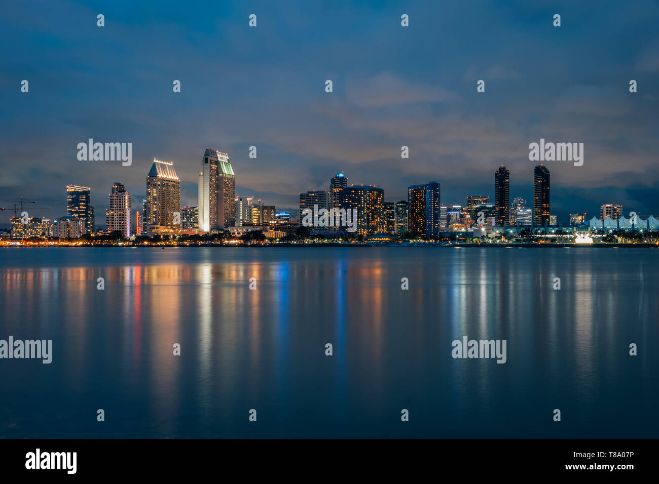 View of the downtown San Diego skyline at night, from Coronado ...