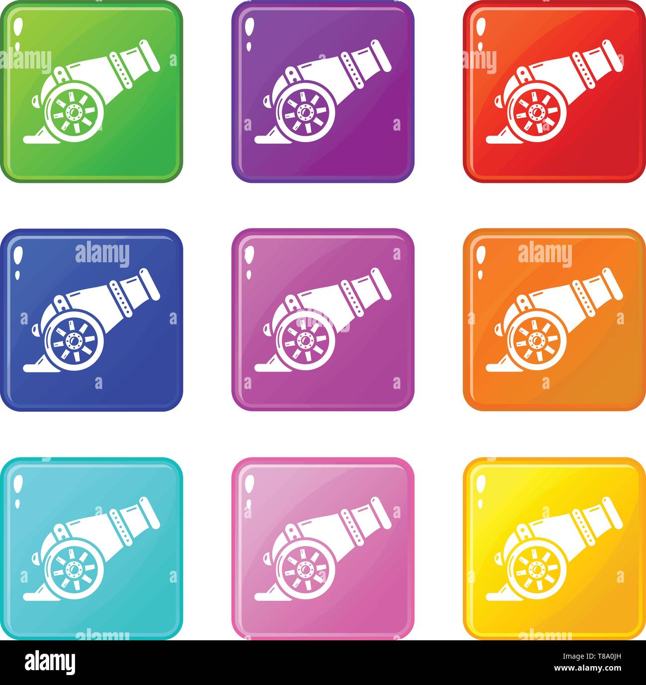 Fire gun icons set 9 color collection Stock Vector Image & Art - Alamy