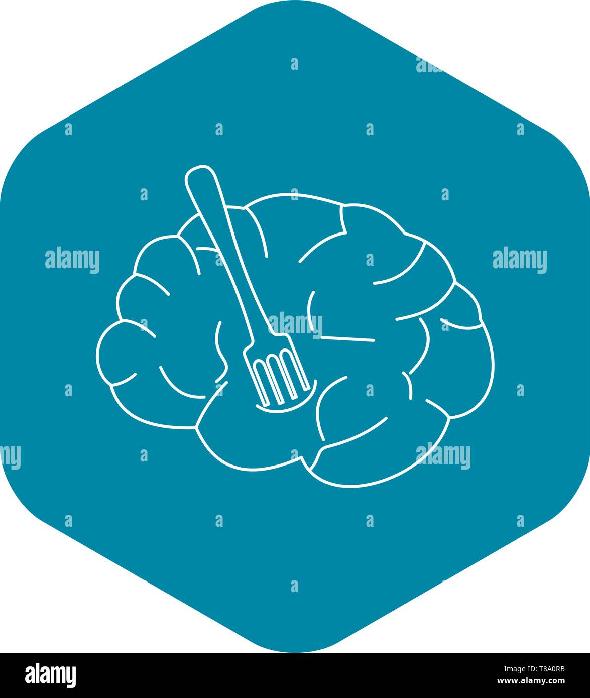 Human brain with fork icon, outline style Stock Vector Image & Art - Alamy