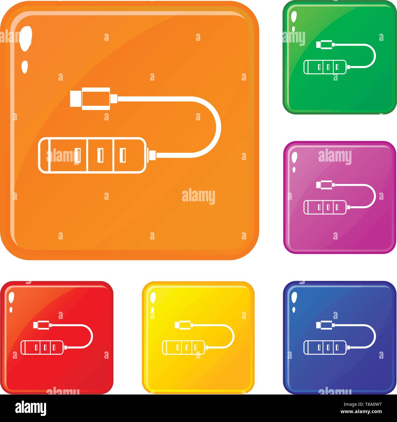 USB adapter connectors icons set vector color Stock Vector Image & Art ...
