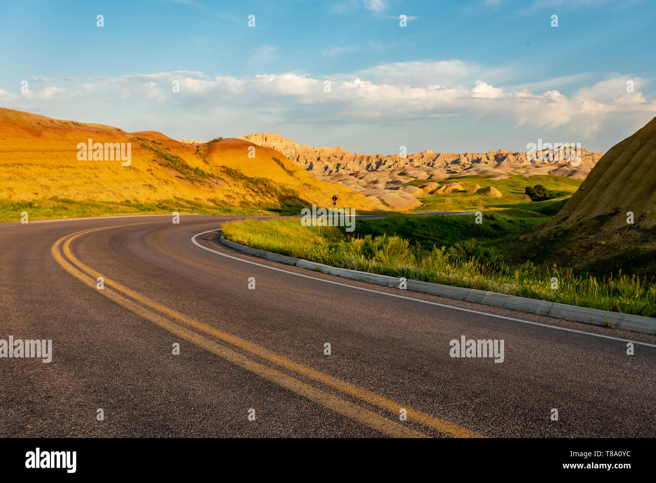 Sharp Curve Through Painted Hills in Badlands Stock Photo - Alamy
