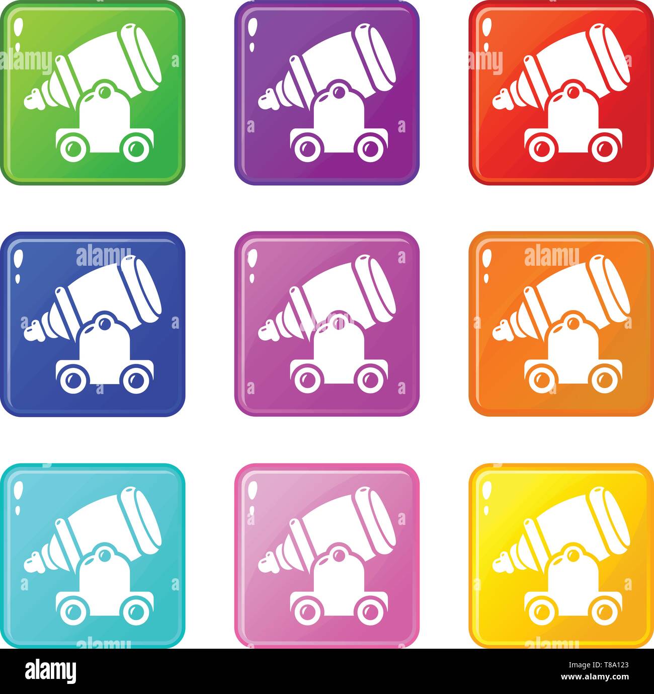 Ancient cannon icons set 9 color collection Stock Vector Image & Art ...