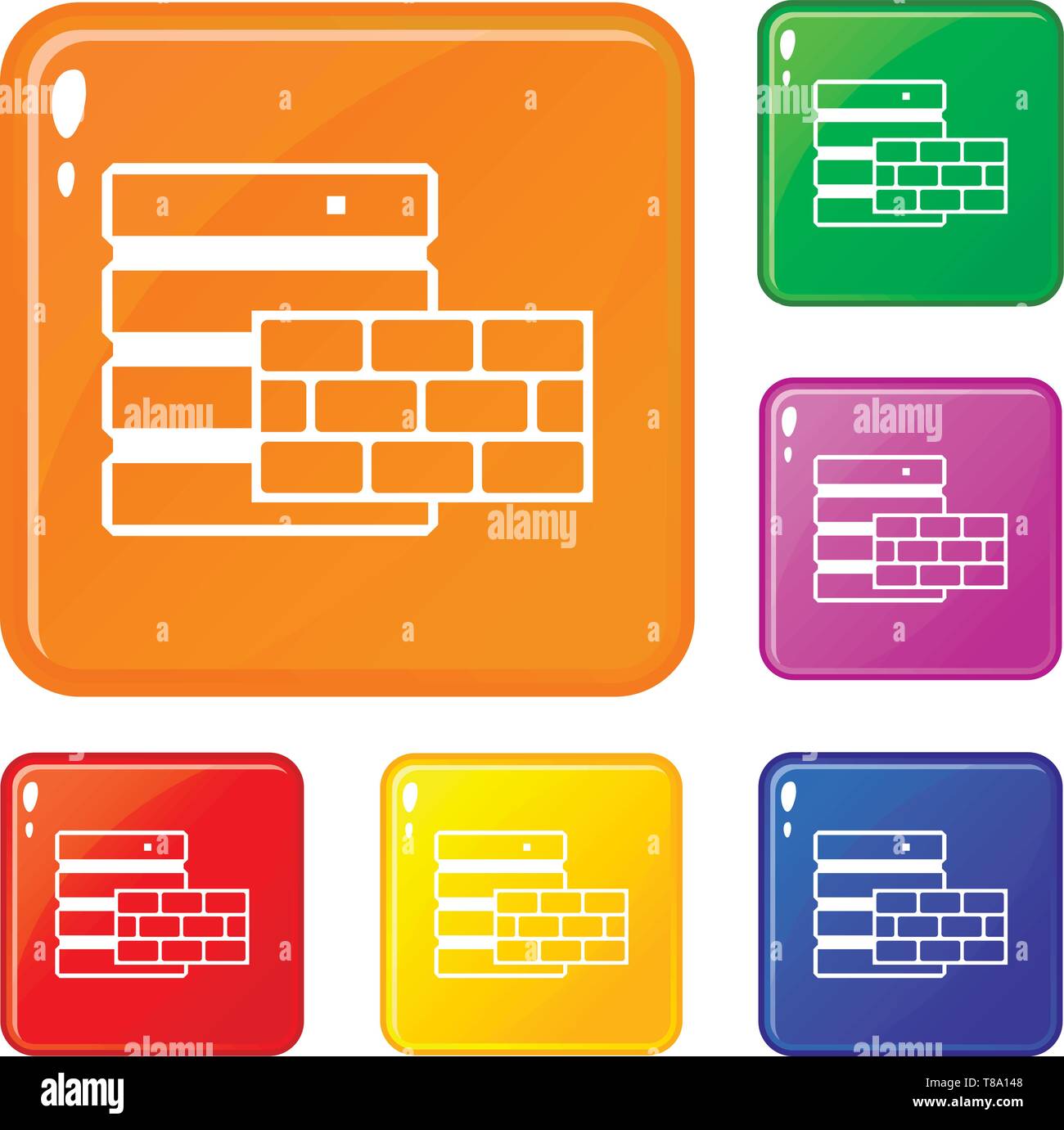 Database and brick wall icons set vector color Stock Vector Image & Art ...