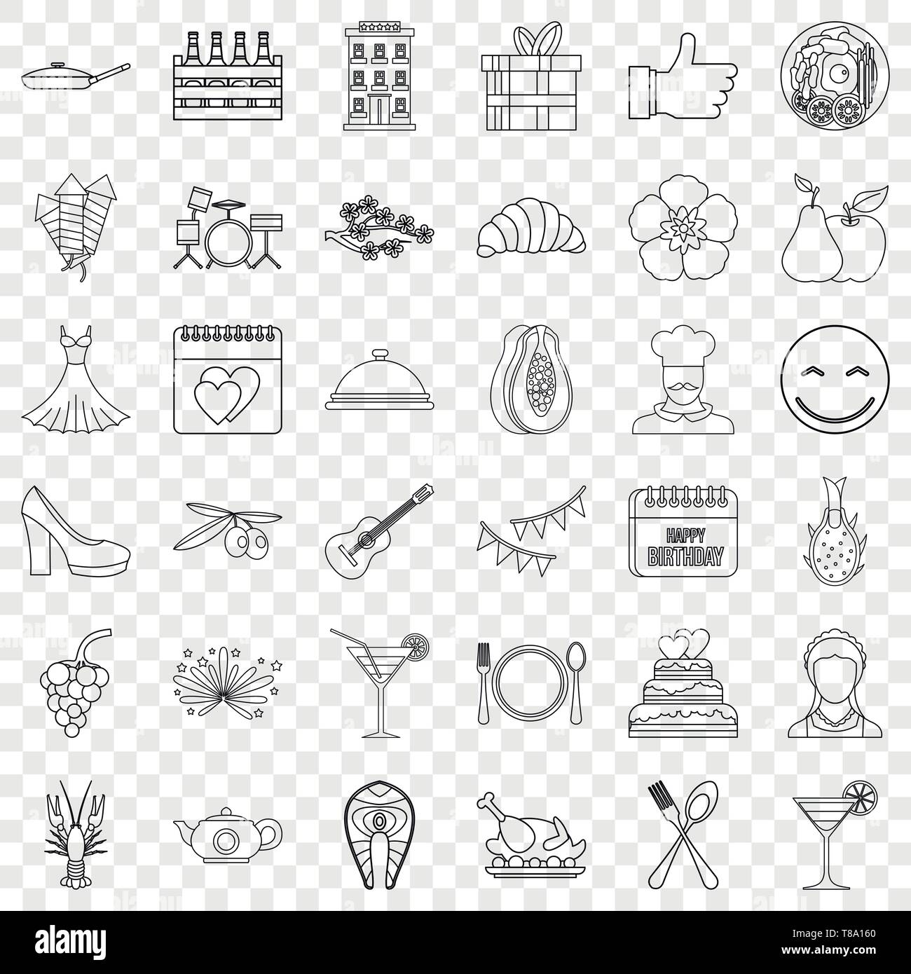 Party icons set, outline style Stock Vector Image & Art - Alamy