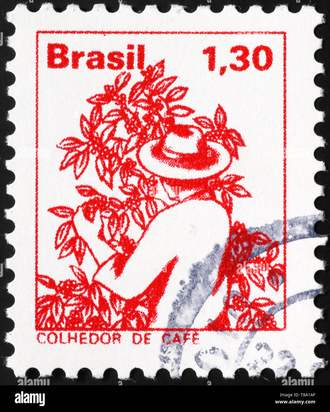 Coffee grower on brazilian postage stamp Stock Photo - Alamy