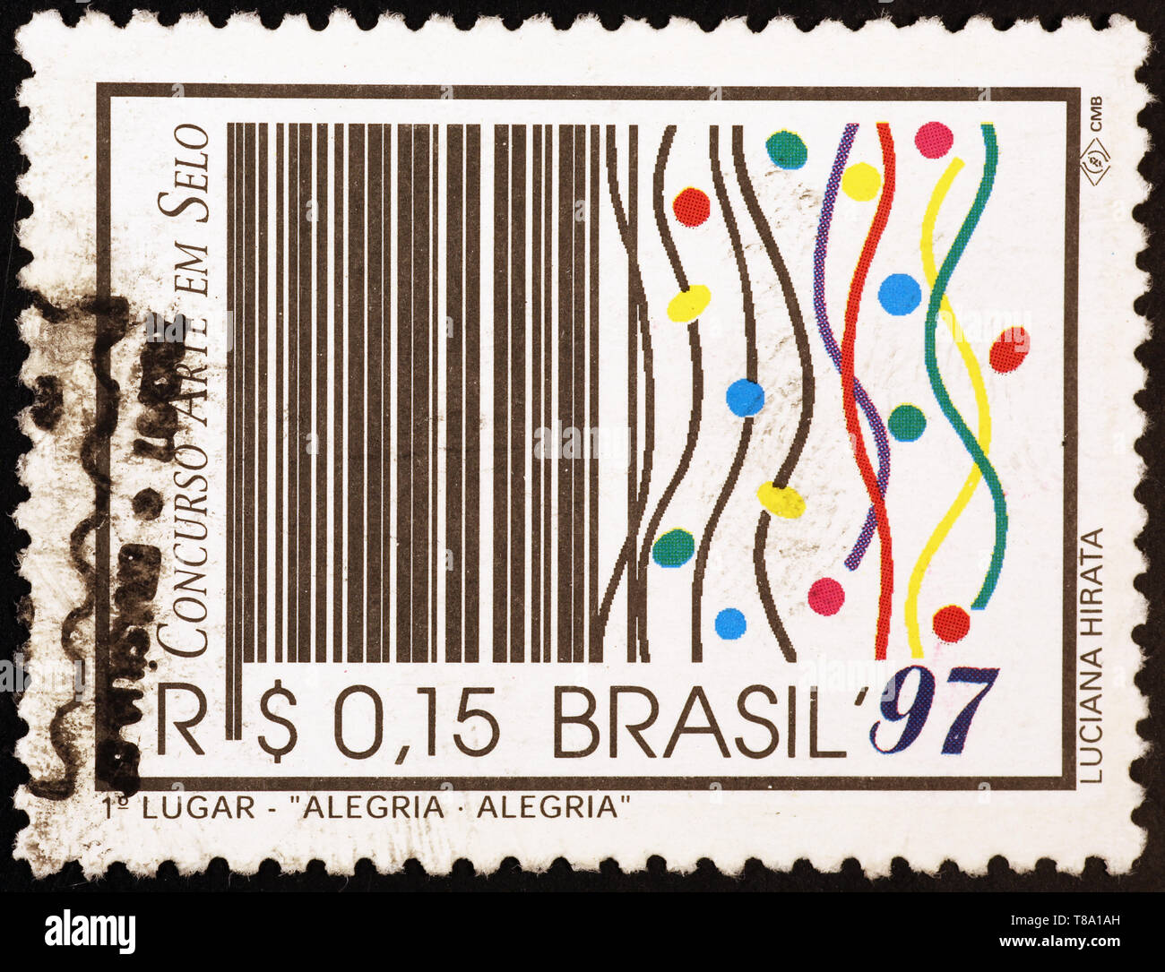 Old brazilian postage stamp celebrating air mail Stock Photo - Alamy