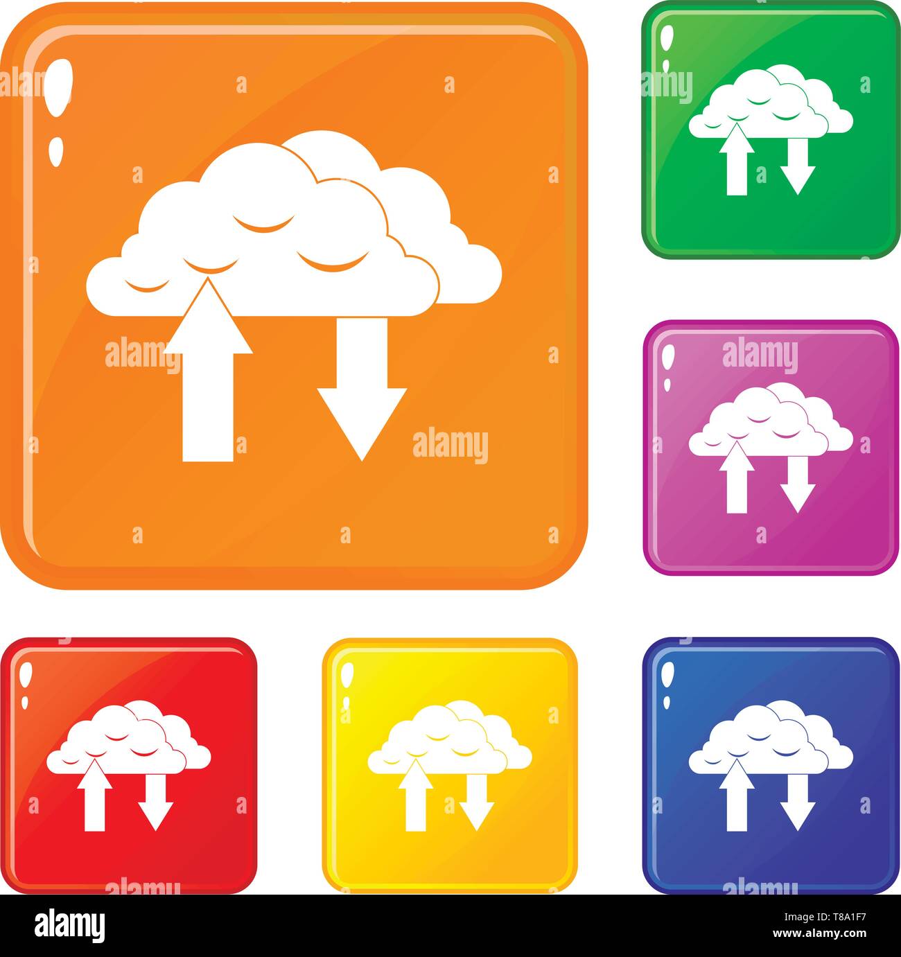 Clouds with arrows icons set vector color Stock Vector Image & Art - Alamy