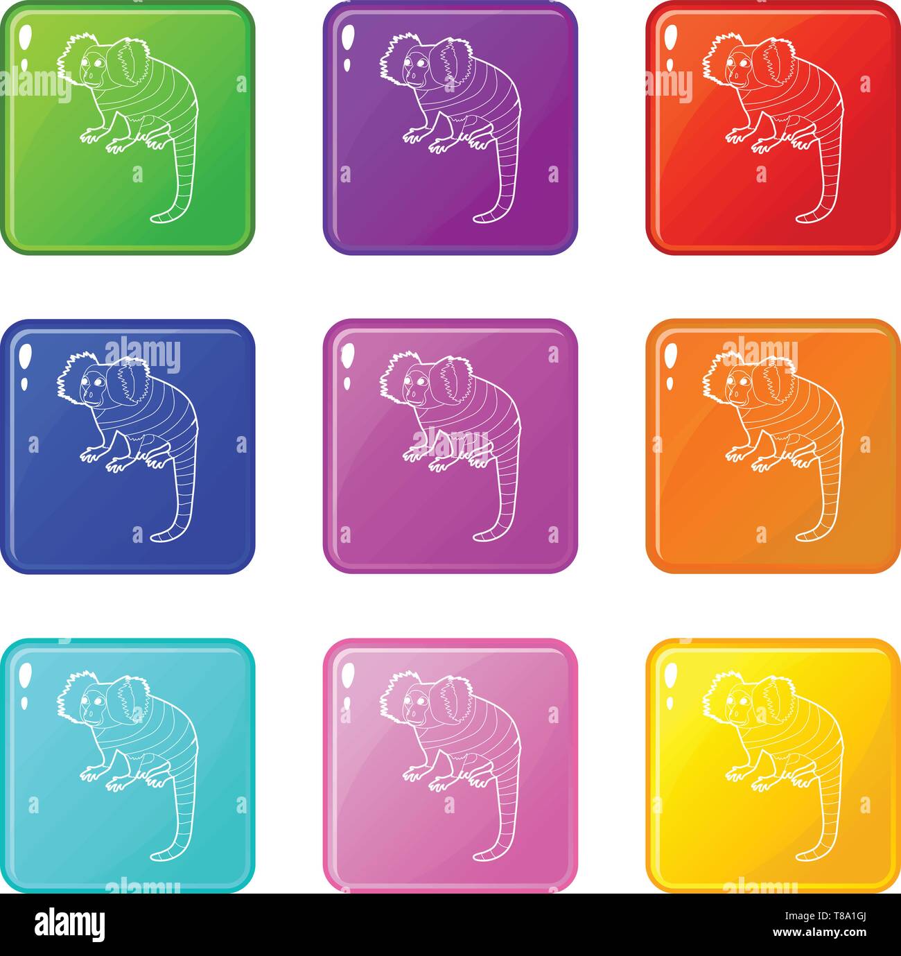 Small monkey icons set 9 color collection Stock Vector Image & Art - Alamy