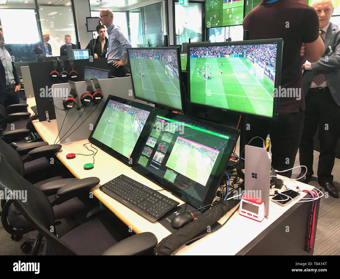 VAR demonstrations during the PGMOL VAR media briefing at Stockley Park, London Stock Photo - Alamy