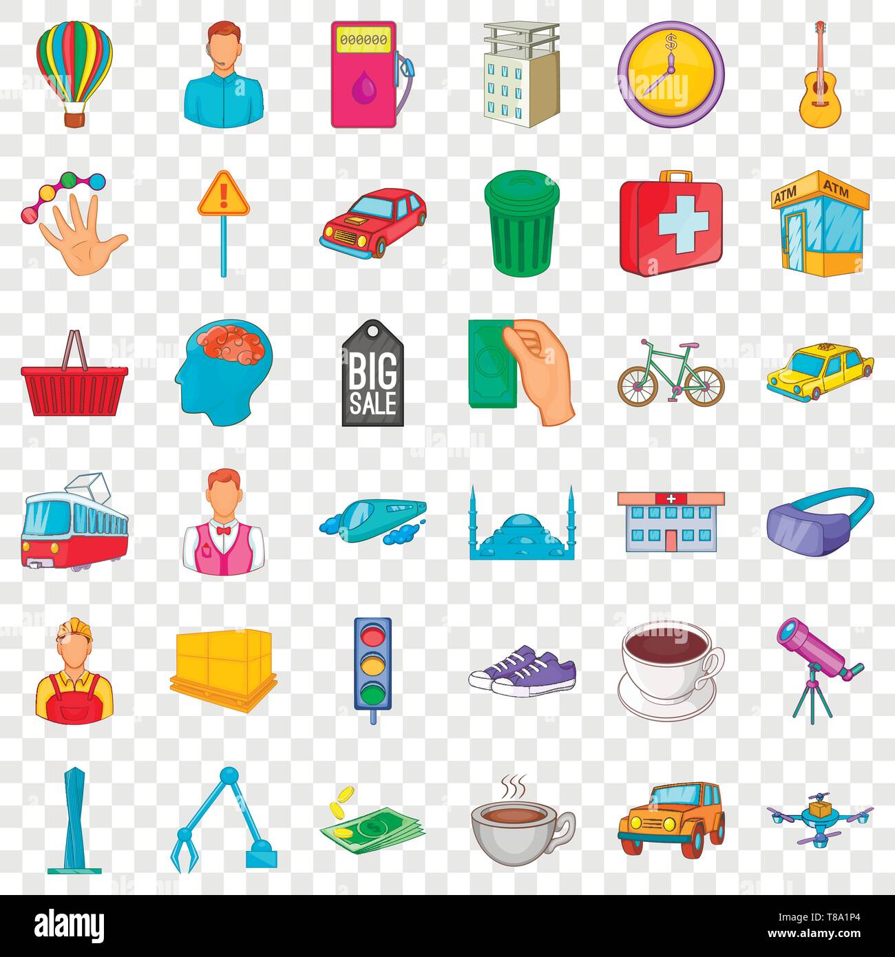 Big city icons set, cartoon style Stock Vector Image & Art - Alamy