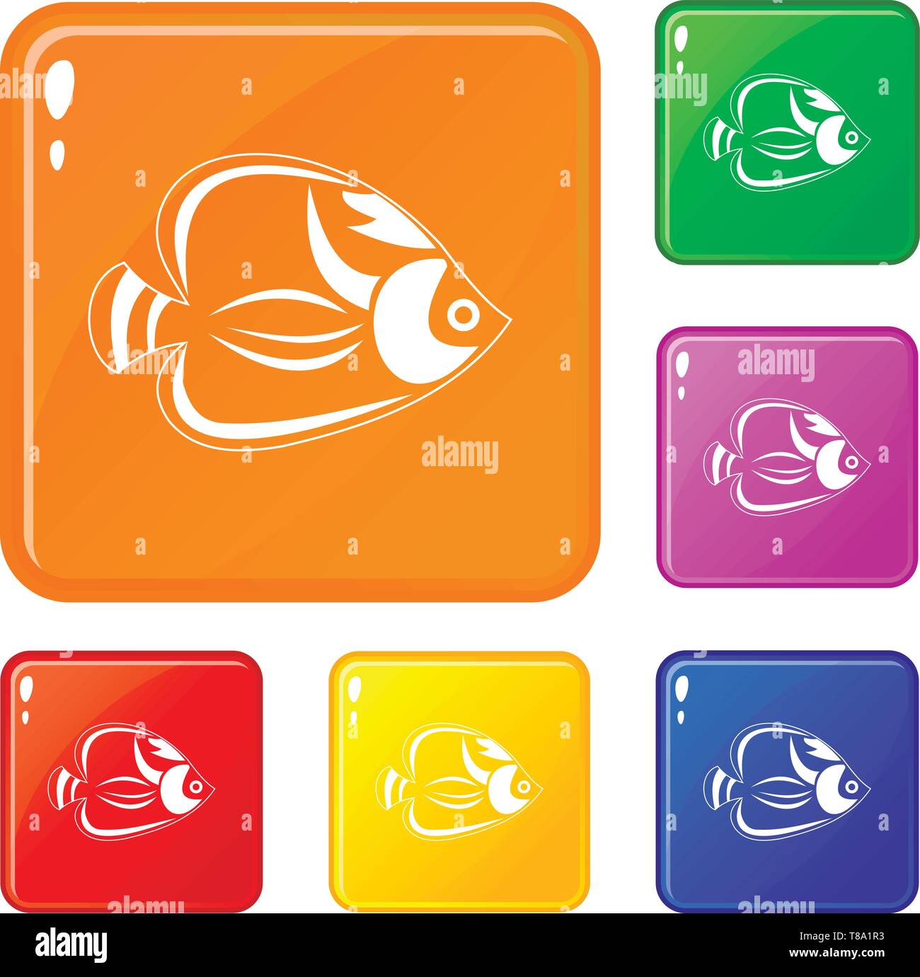 Fish icons set vector color Stock Vector Image & Art - Alamy
