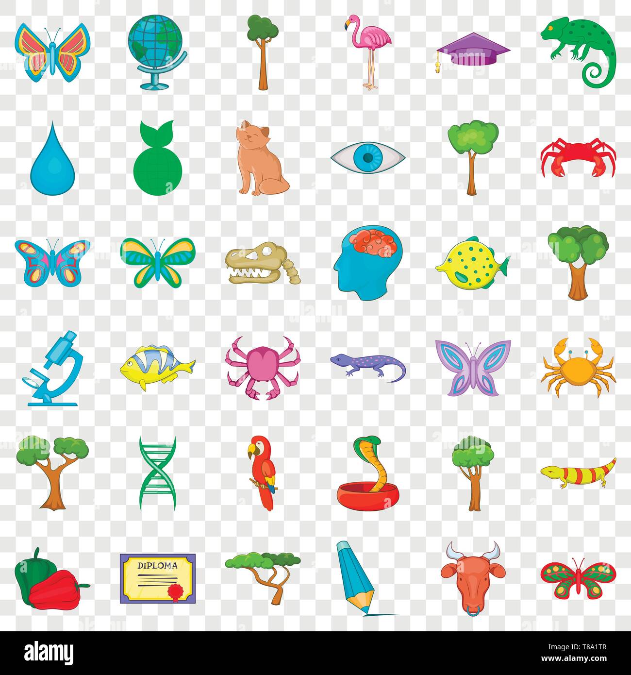 Biology icons set, cartoon style Stock Vector Image & Art - Alamy