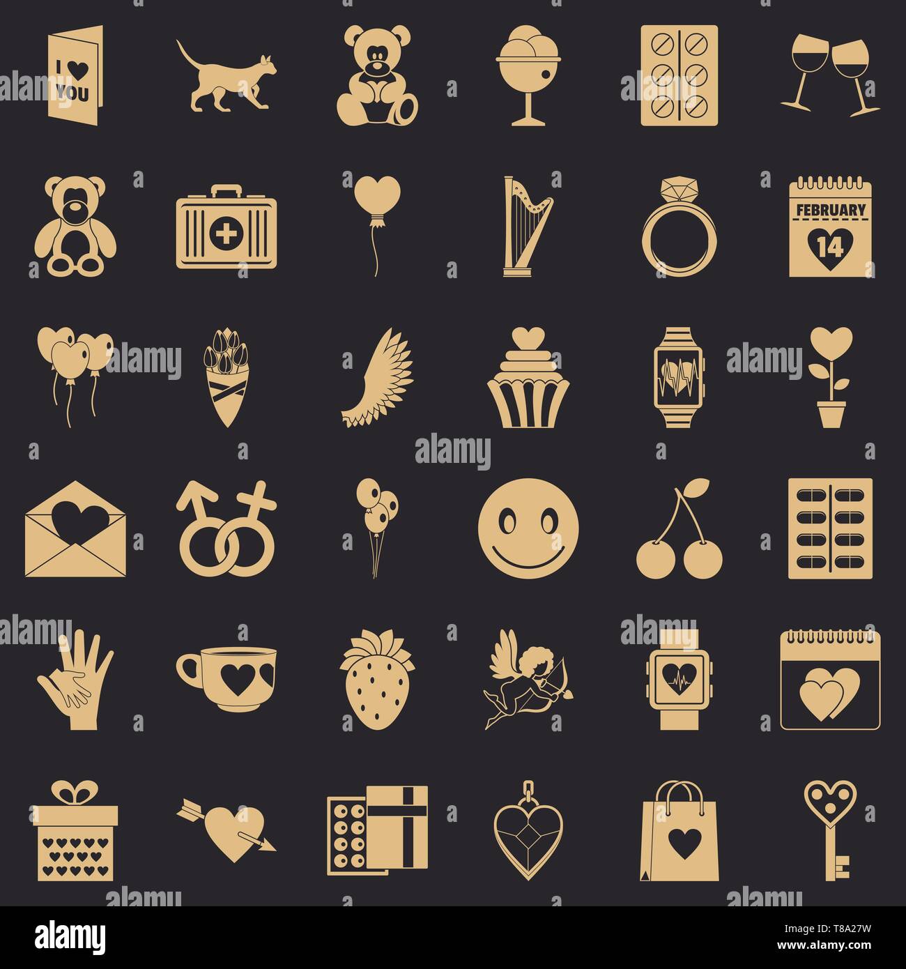 Romance icons set, simple style Stock Vector Image & Art - Alamy