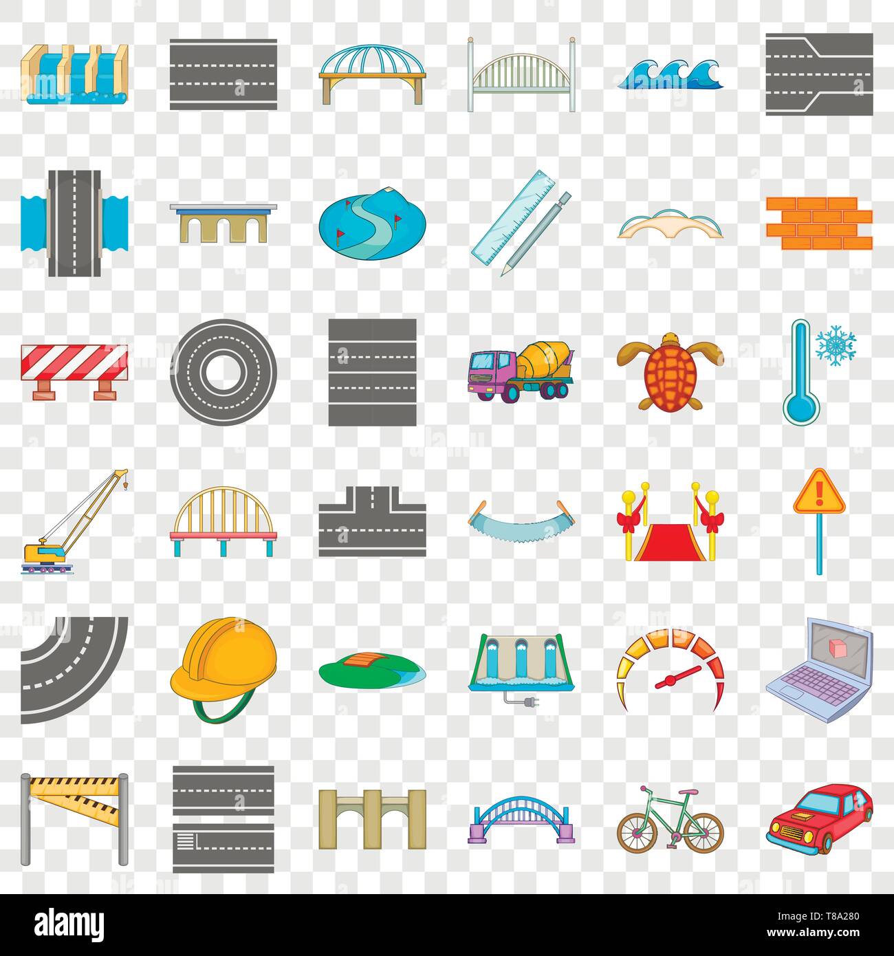 Road icons set, cartoon style Stock Vector Image & Art - Alamy
