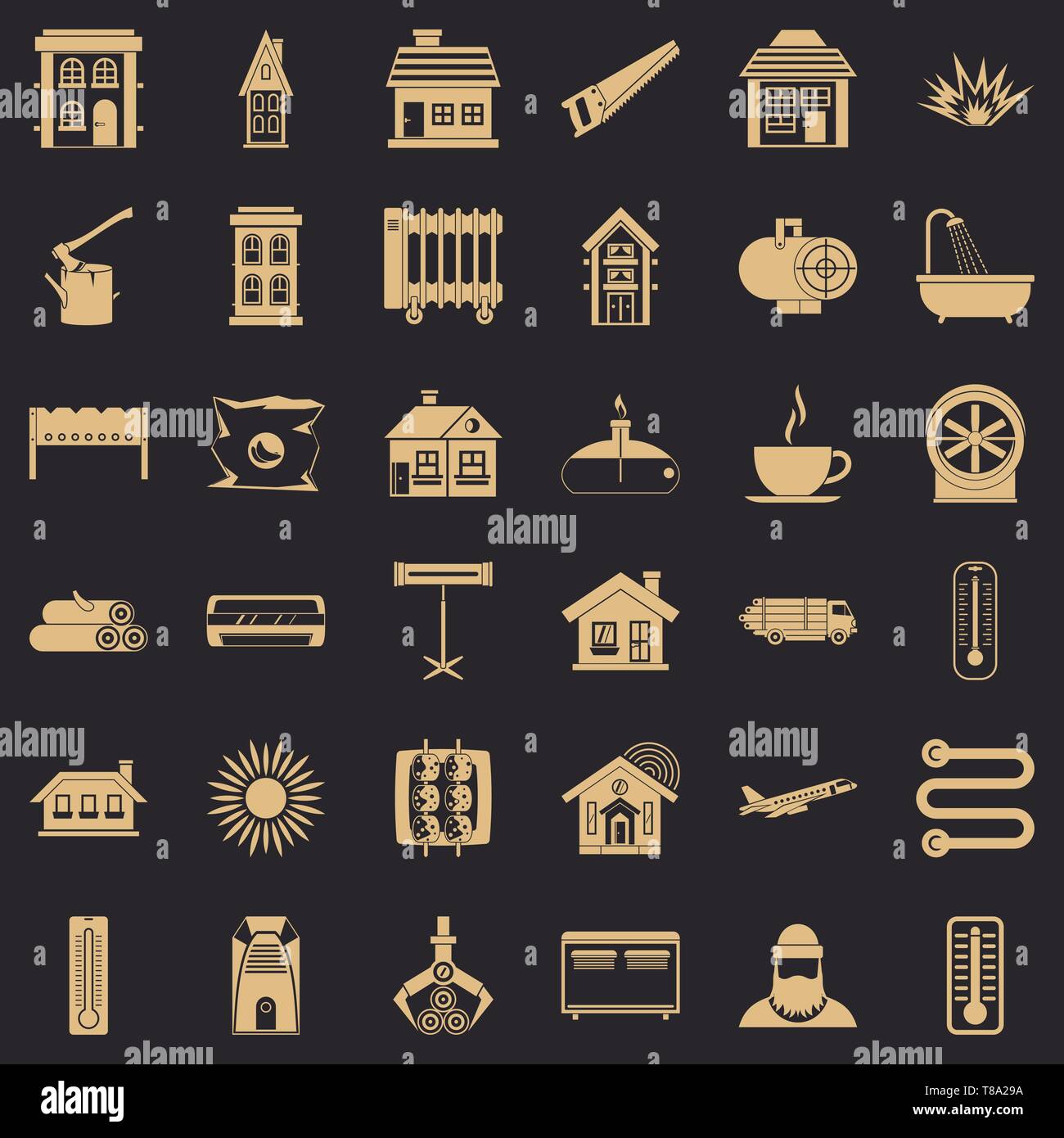 Heating icons set, simple style Stock Vector Image & Art - Alamy