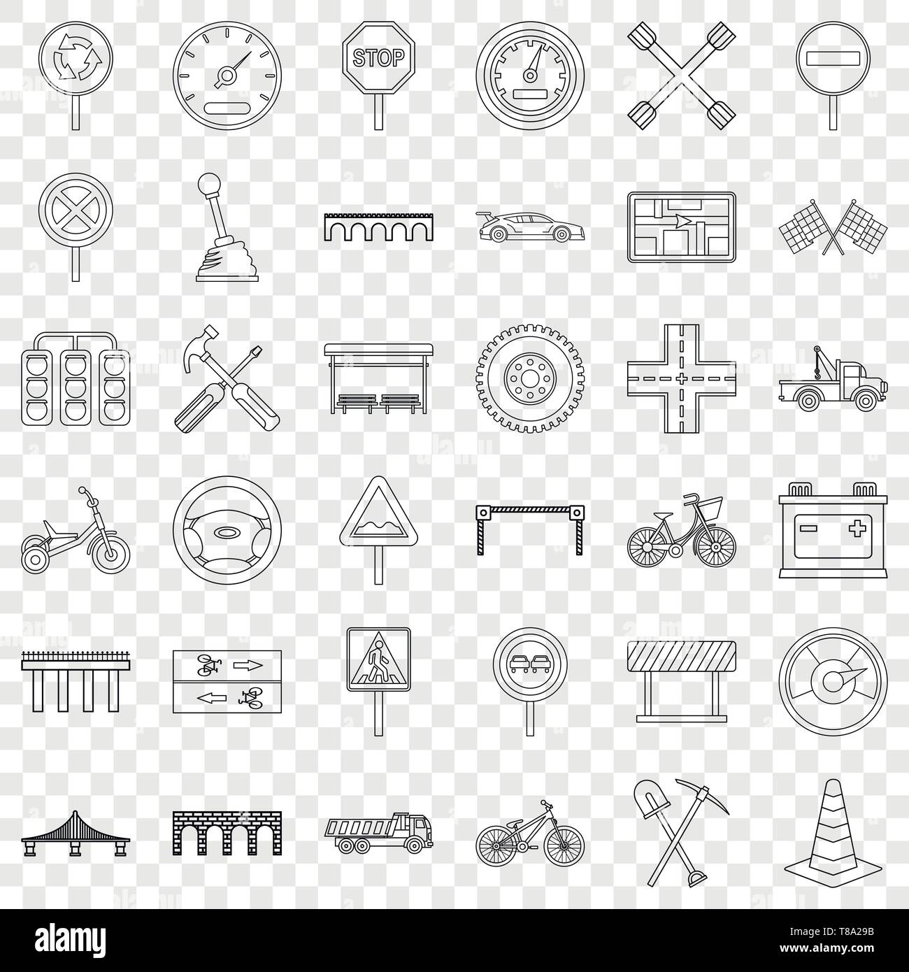 Road icons set, outline style Stock Vector Image & Art - Alamy