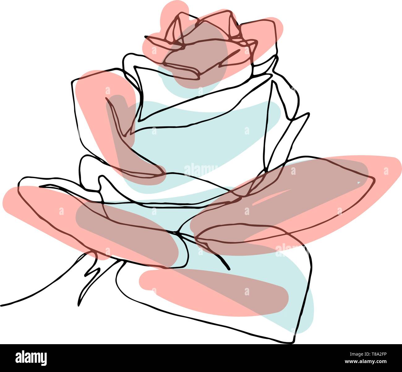 Hand Drawn Rose Flower One Single Continuous Line Drawing Stock Vector