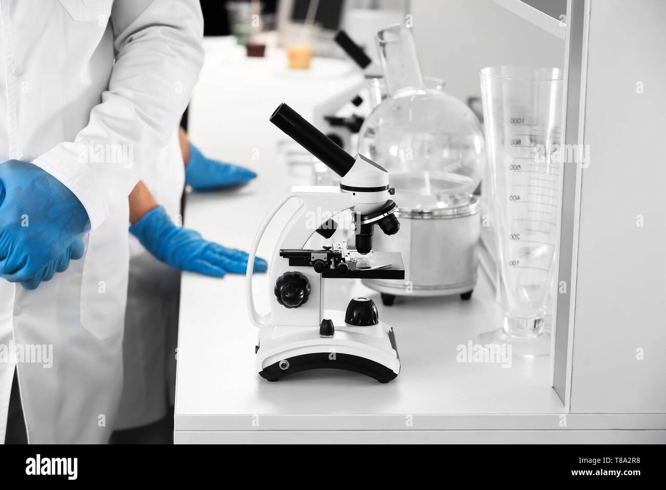 Scientist modern microscope table hi-res stock photography and images ...