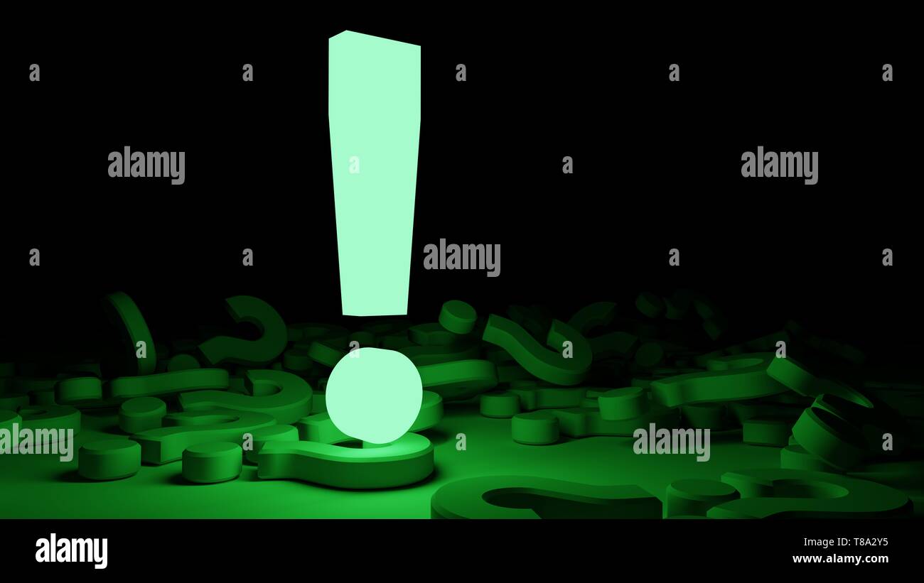 Green glowing exclamation mark Stock Photo - Alamy