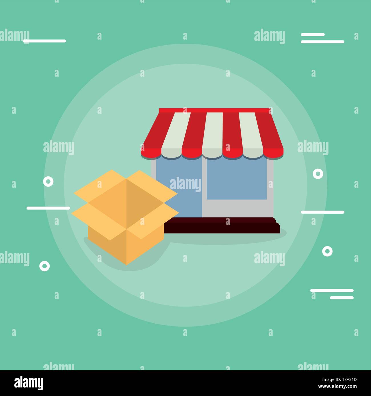 store facade building with carton box vector illustration design Stock ...