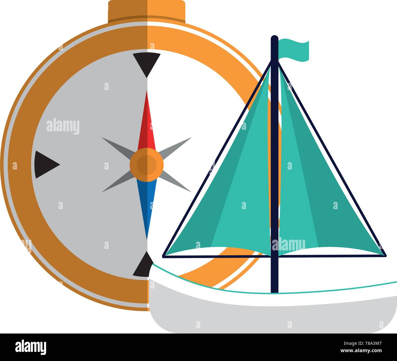 compass travel guide with sailboat vector illustration design Stock ...