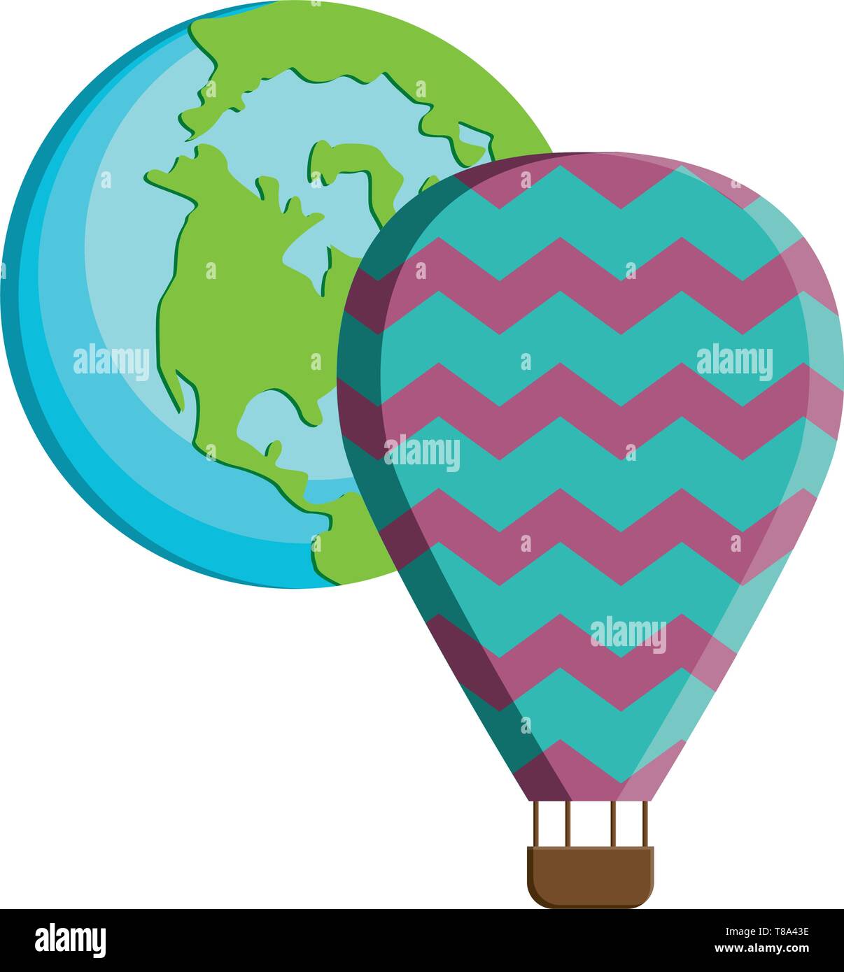 world planet earth with balloon air hot vector illustration design ...