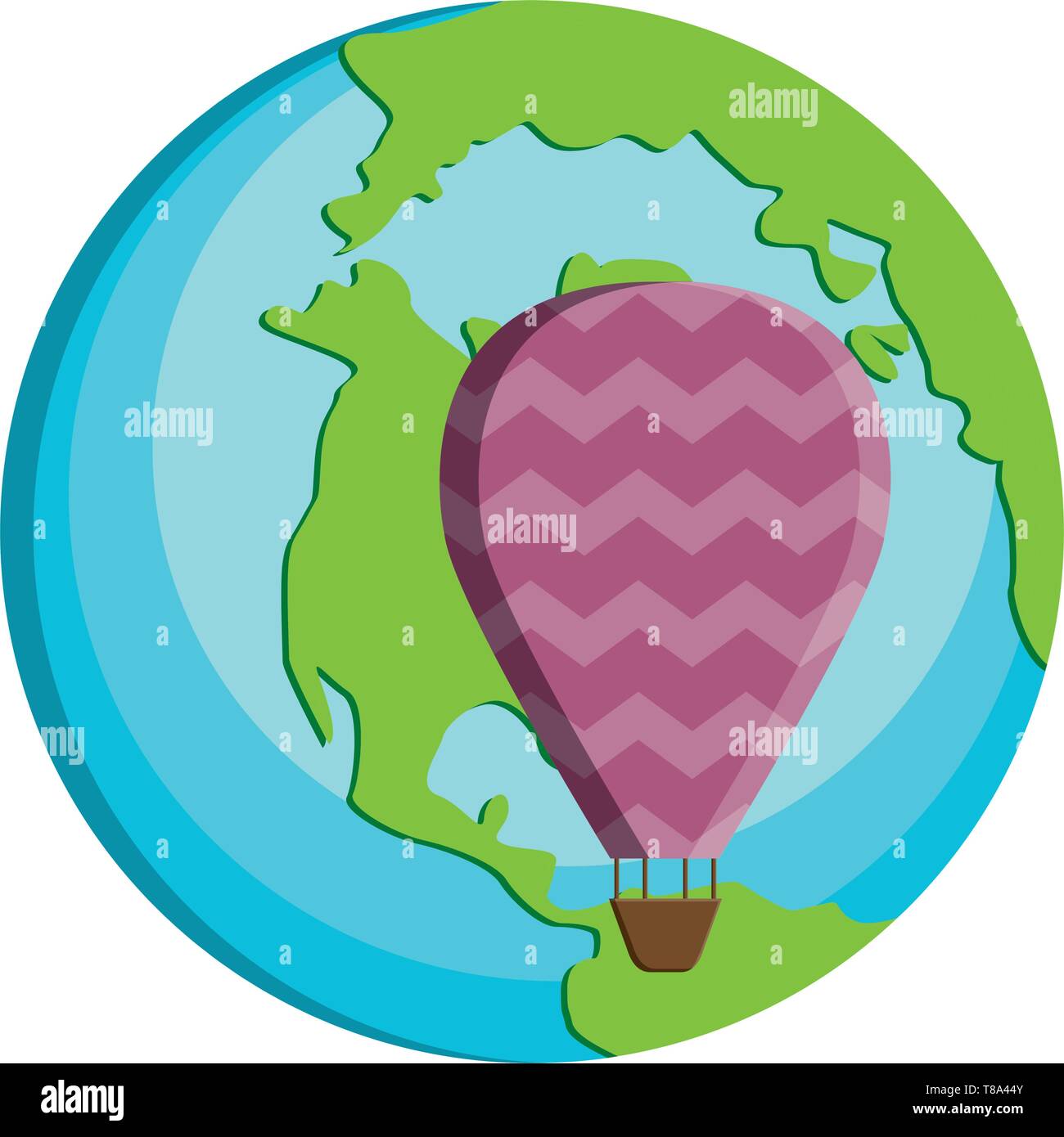 world planet earth with balloon air hot vector illustration design ...