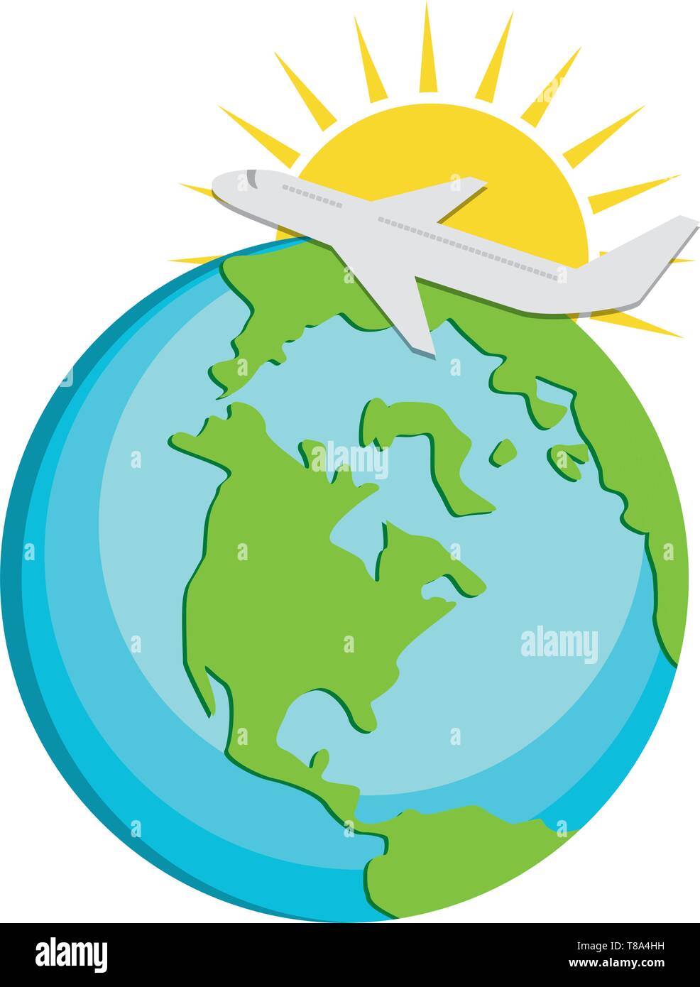 world planet earth with airplane vector illustration design Stock ...