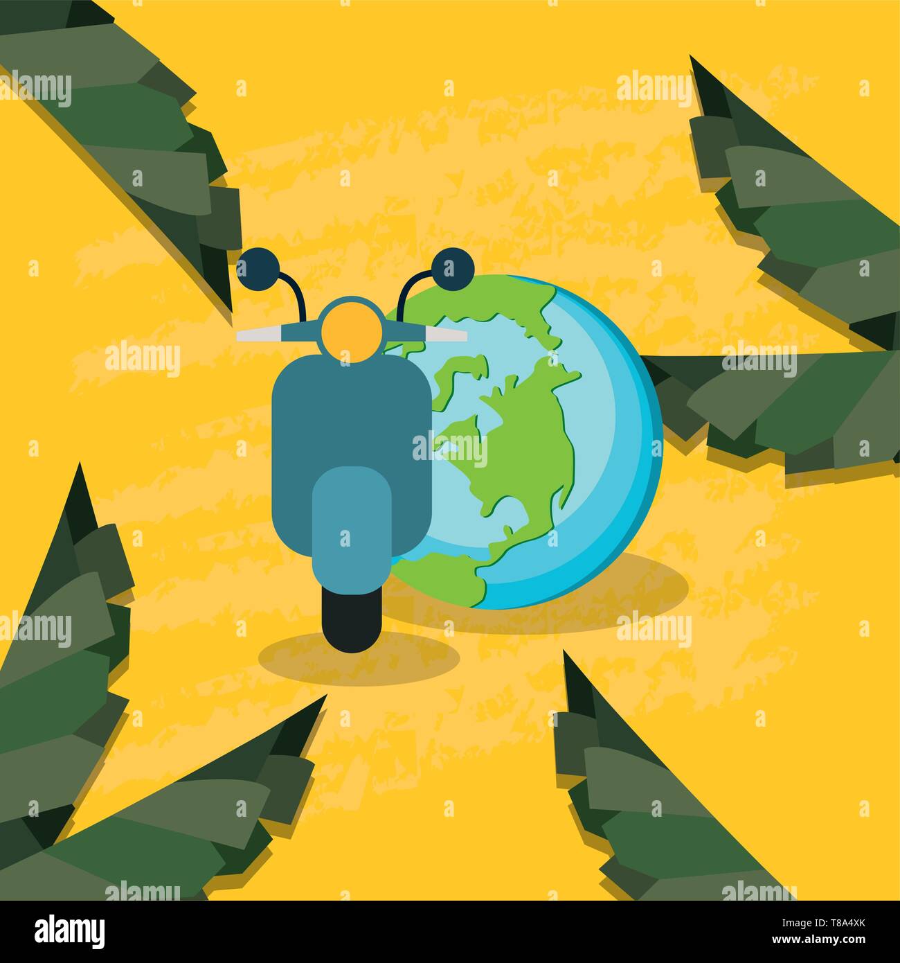 world planet earth with motorcycle vector illustration design Stock ...