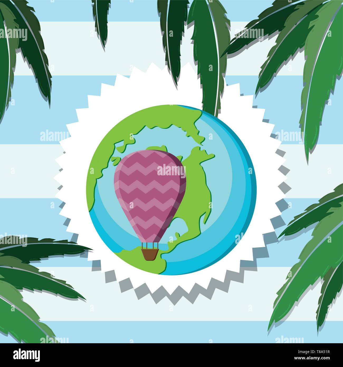 world planet earth with balloon air hot vector illustration design ...
