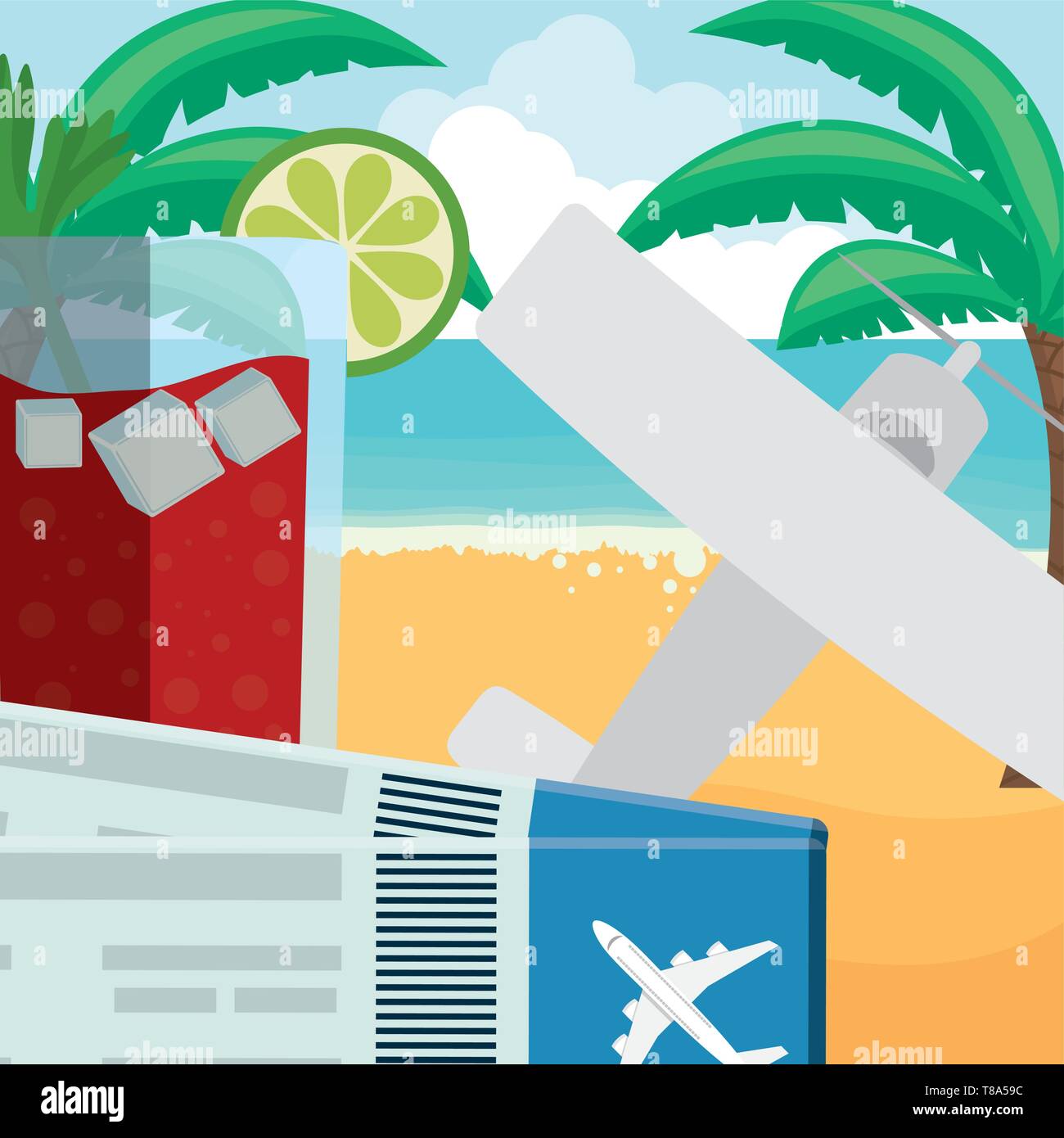 air plane with tickets flight vector illustration design Stock Vector ...