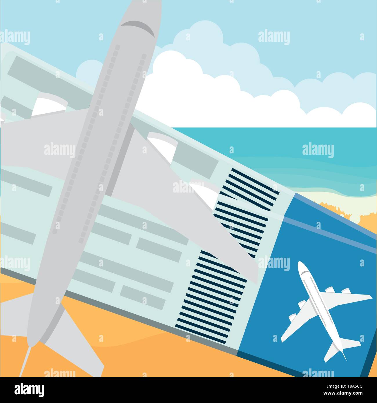 air plane with tickets flight vector illustration design Stock Vector ...