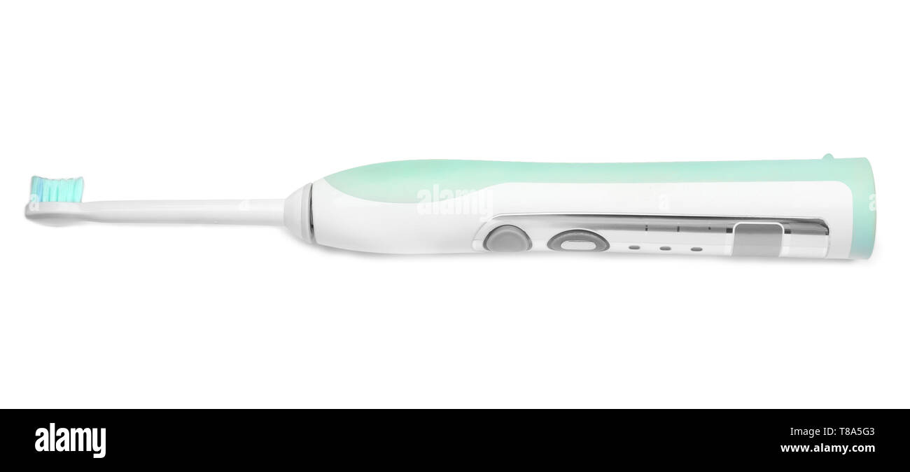 Electric toothbrush on white background Stock Photo - Alamy