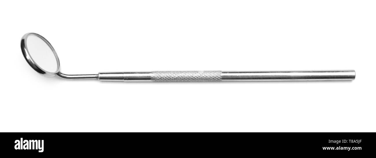 Dentist's mirror on white background Stock Photo - Alamy