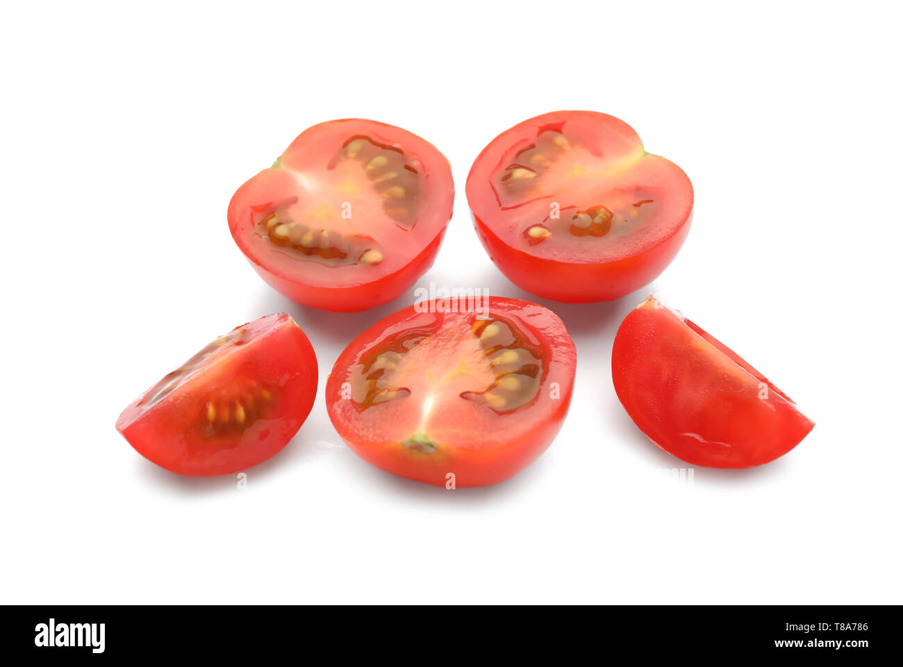 Fresh sliced tomatoes on white background Stock Photo - Alamy