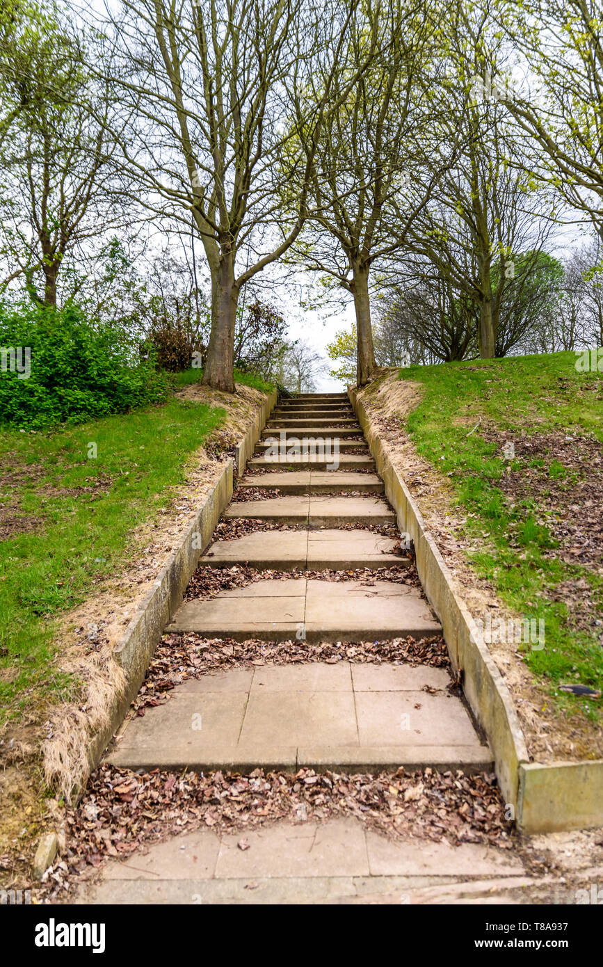 concrete step park entrance and footpath in northampton england uk ...