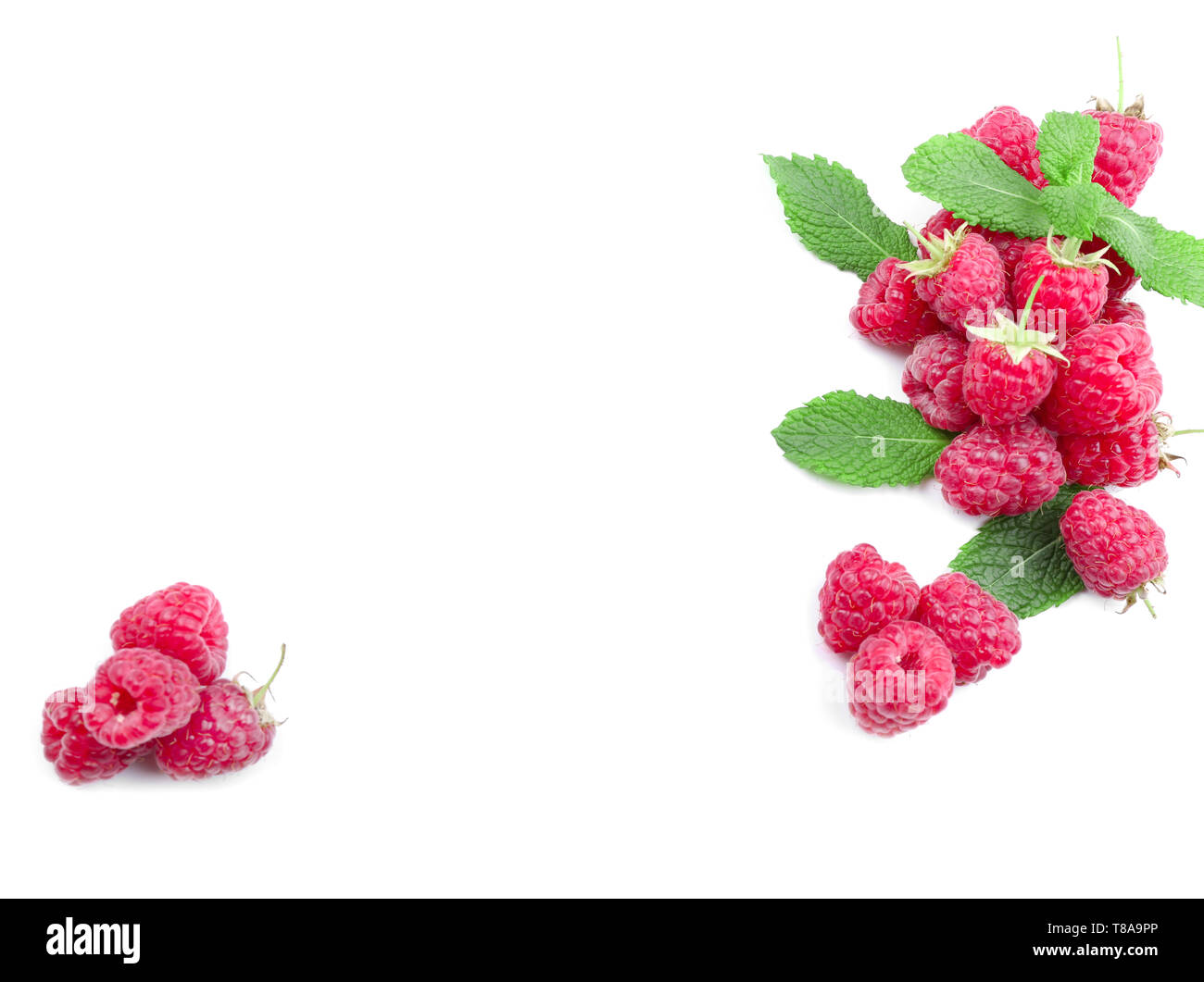 Fresh ripe raspberries on white background Stock Photo - Alamy