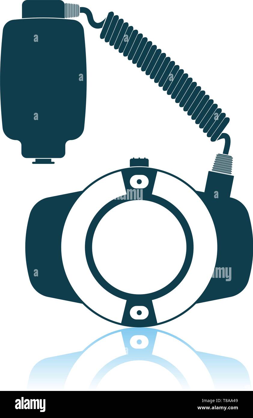 Icon Of Portable Circle Macro Flash. Shadow Reflection Design. Vector ...