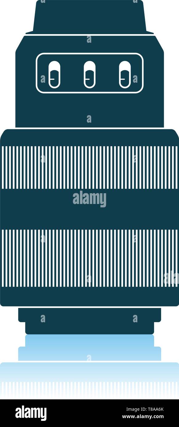 Icon Of Photo Camera Zoom Lens. Shadow Reflection Design. Vector ...