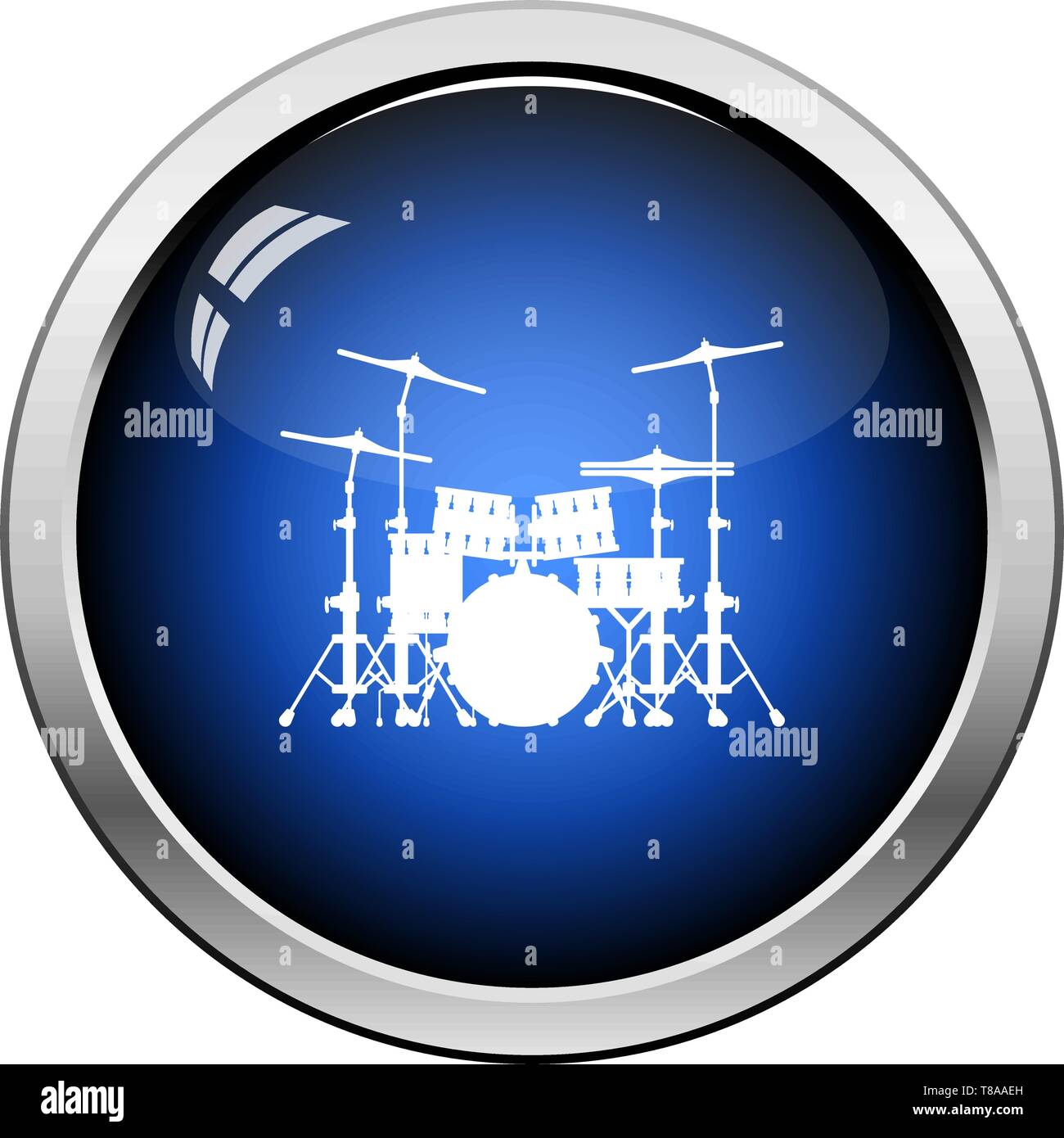 Drum Set Icon. Glossy Button Design. Vector Illustration Stock Vector ...