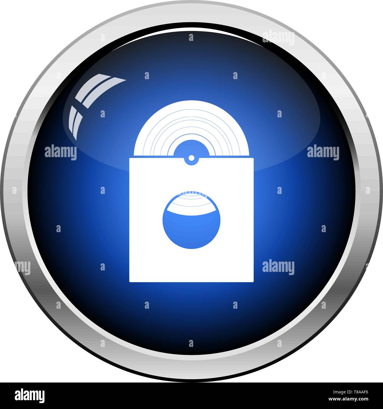 Vinyl Record In Envelope Icon. Glossy Button Design. Vector ...
