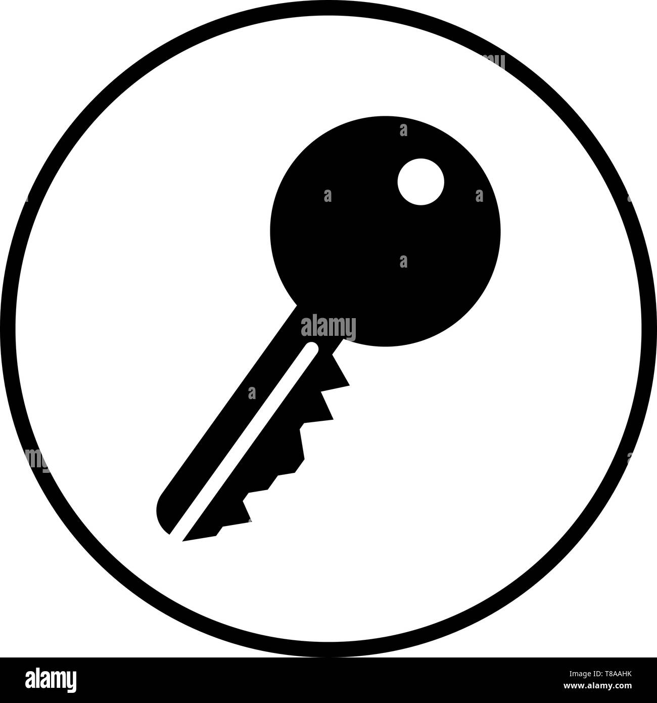 Key Icon. Thin Circle Stencil Design. Vector Illustration Stock Vector ...
