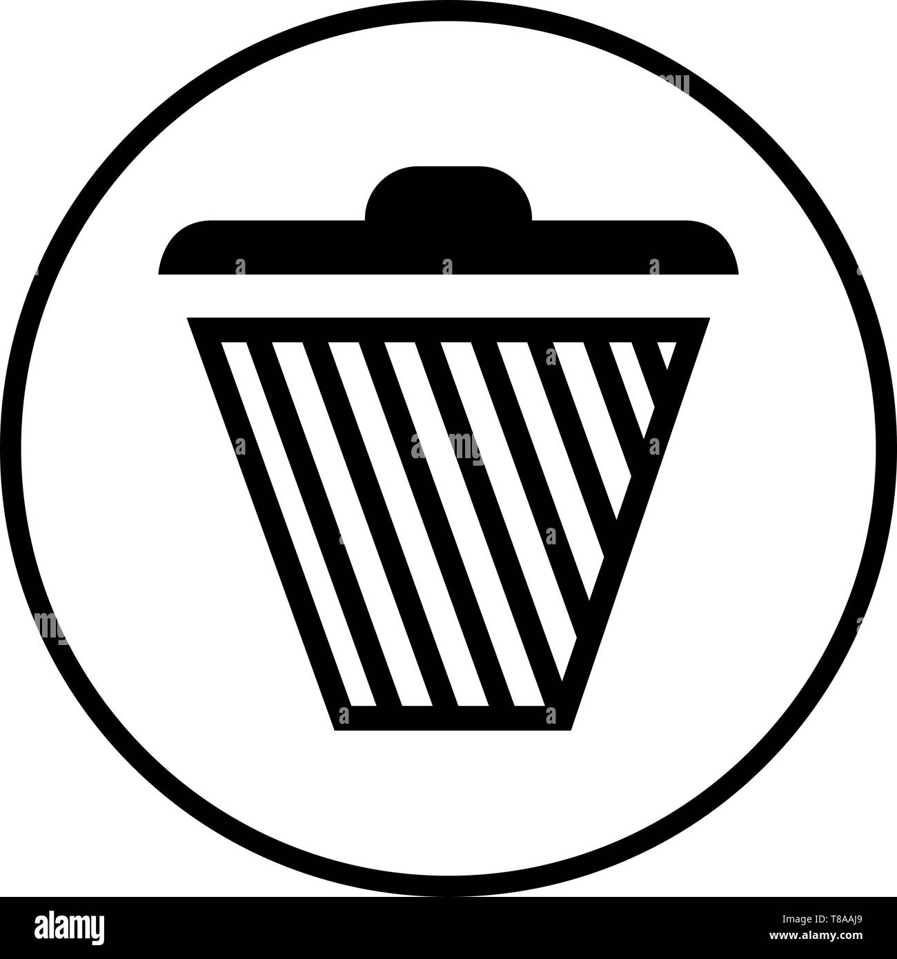 Trash Icon. Thin Circle Stencil Design. Vector Illustration Stock ...