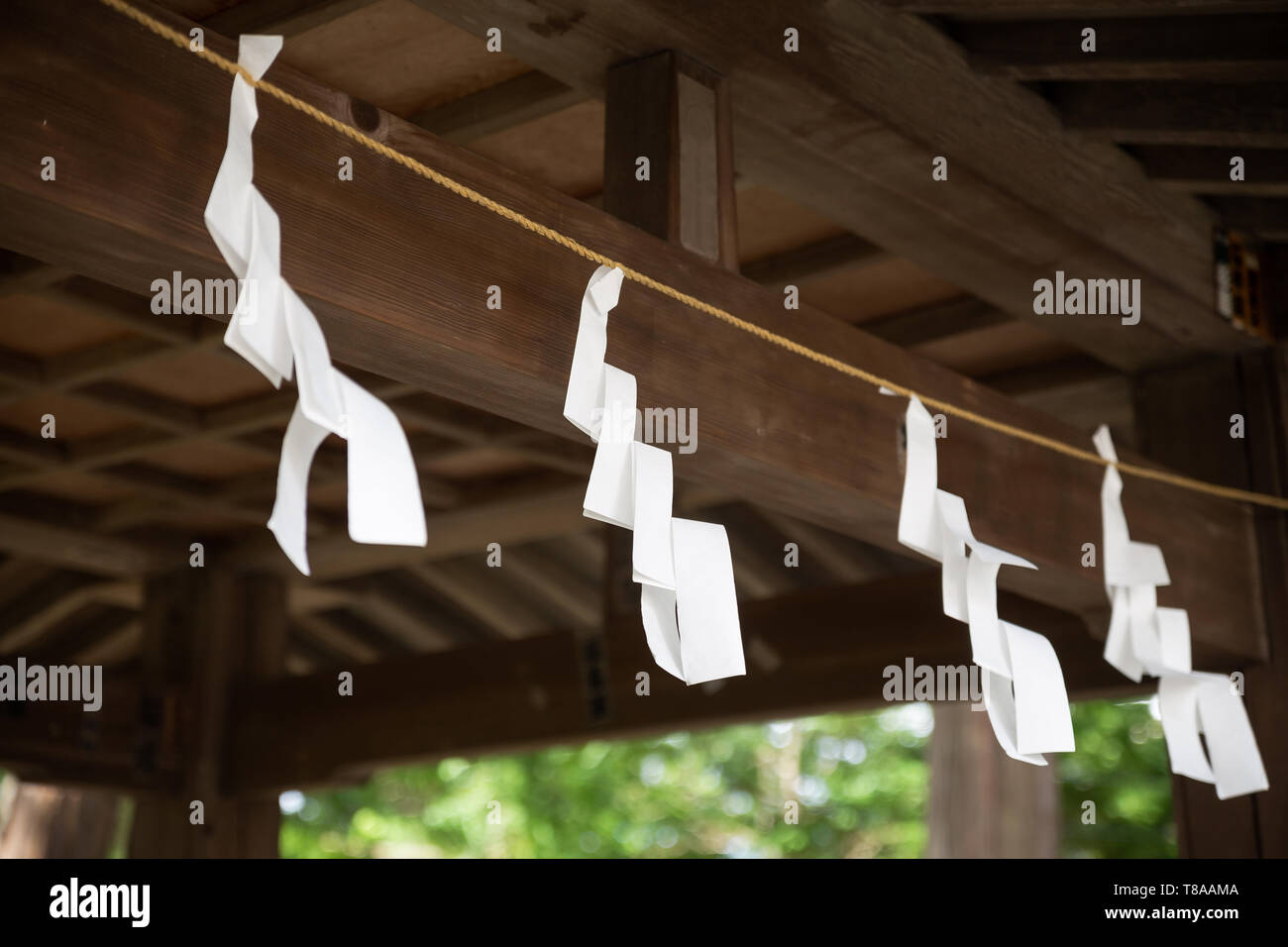 prayer papers in japanese shrine Stock Photo - Alamy