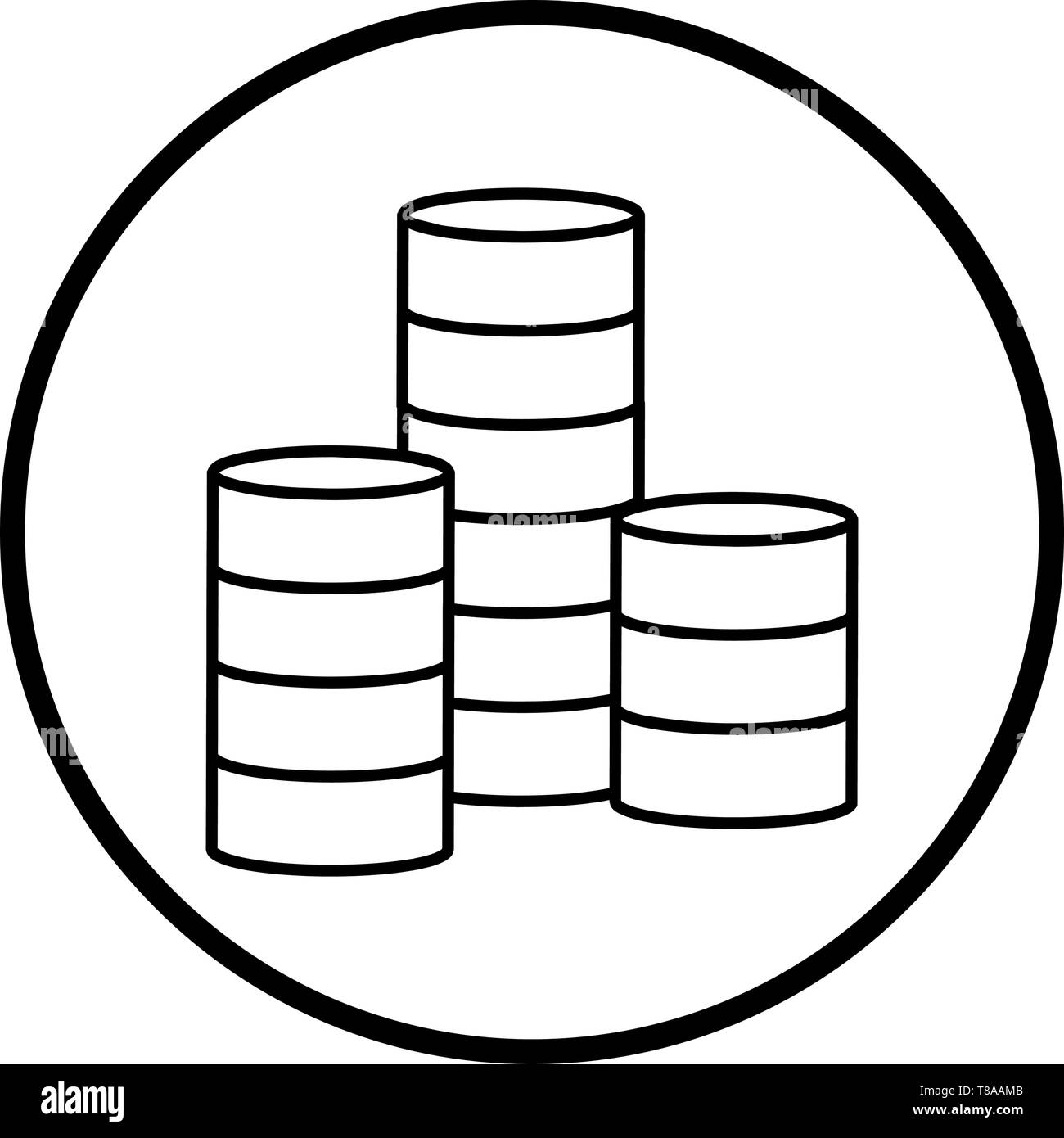 Coin Stack Icon. Thin Circle Stencil Design. Vector Illustration Stock ...
