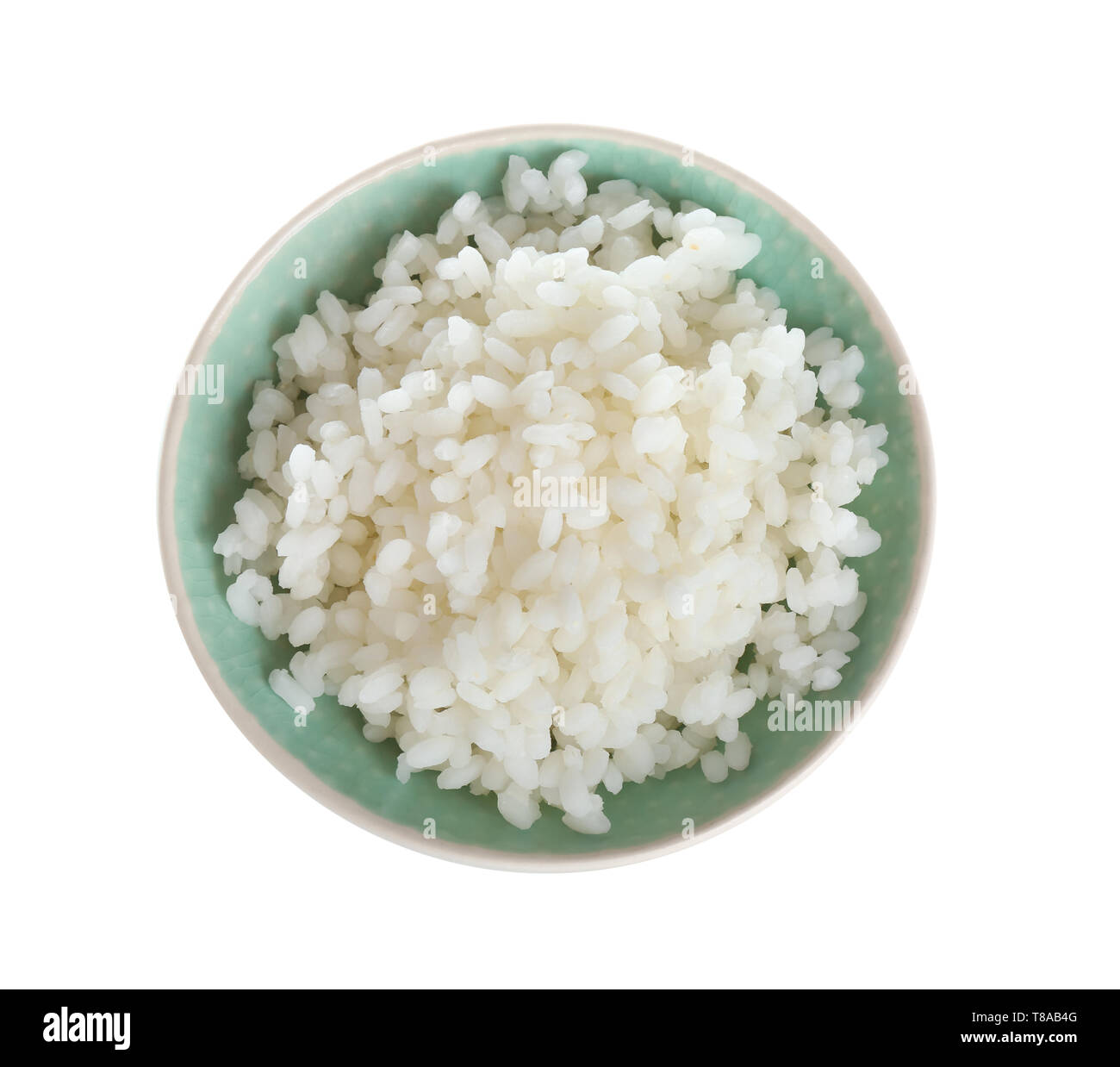 Bowl with freshly cooked rice on white background Stock Photo - Alamy