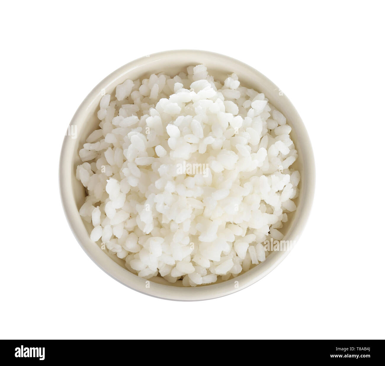 Bowl with freshly cooked rice on white background Stock Photo - Alamy